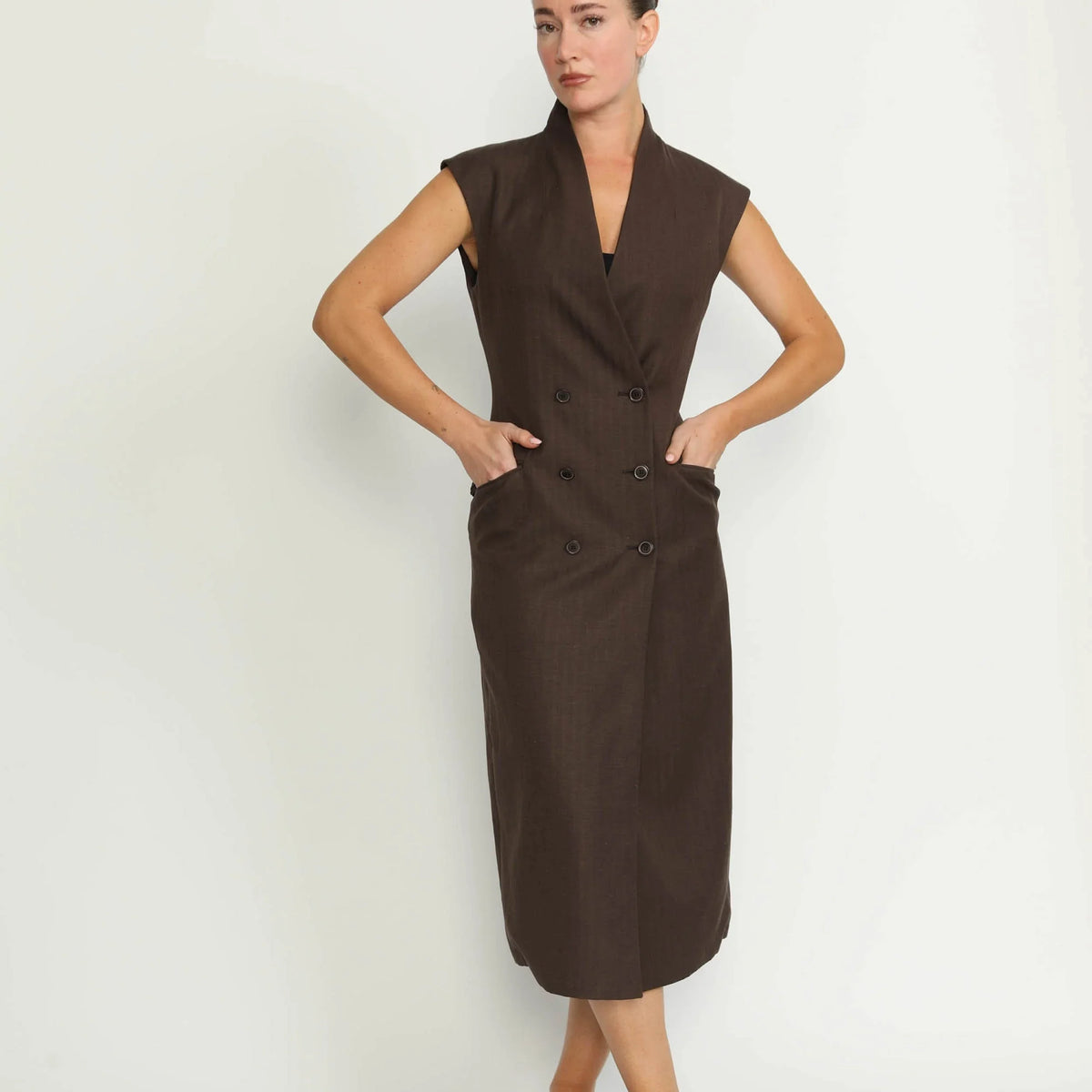 FREY Lausanne Dress | Off-Shoulder Herringbone Wool | Design Orchard – DORS